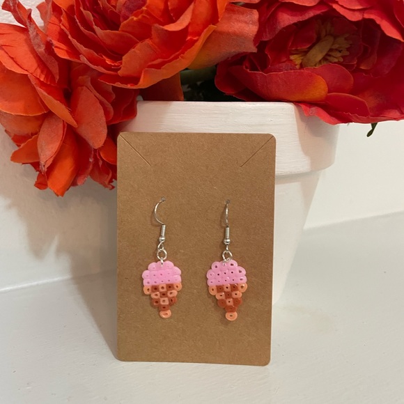 Hand Crafted | Jewelry | Perler Bead Ice Cream Cone Earrings | Poshmark